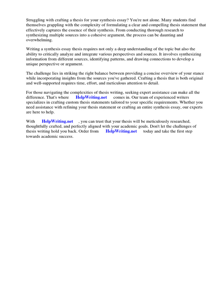 Example of A Synthesis Essay Thesis | PDF | Essays | Dialectic