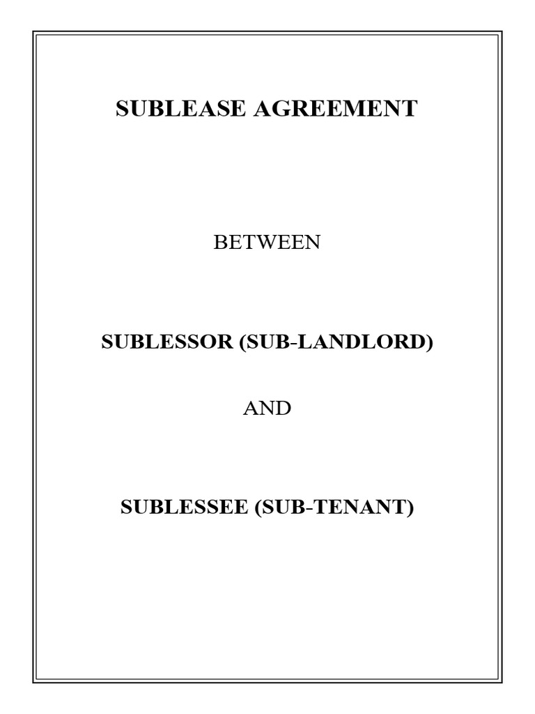 Sublease Agreement Pdf Lease Law And Economics