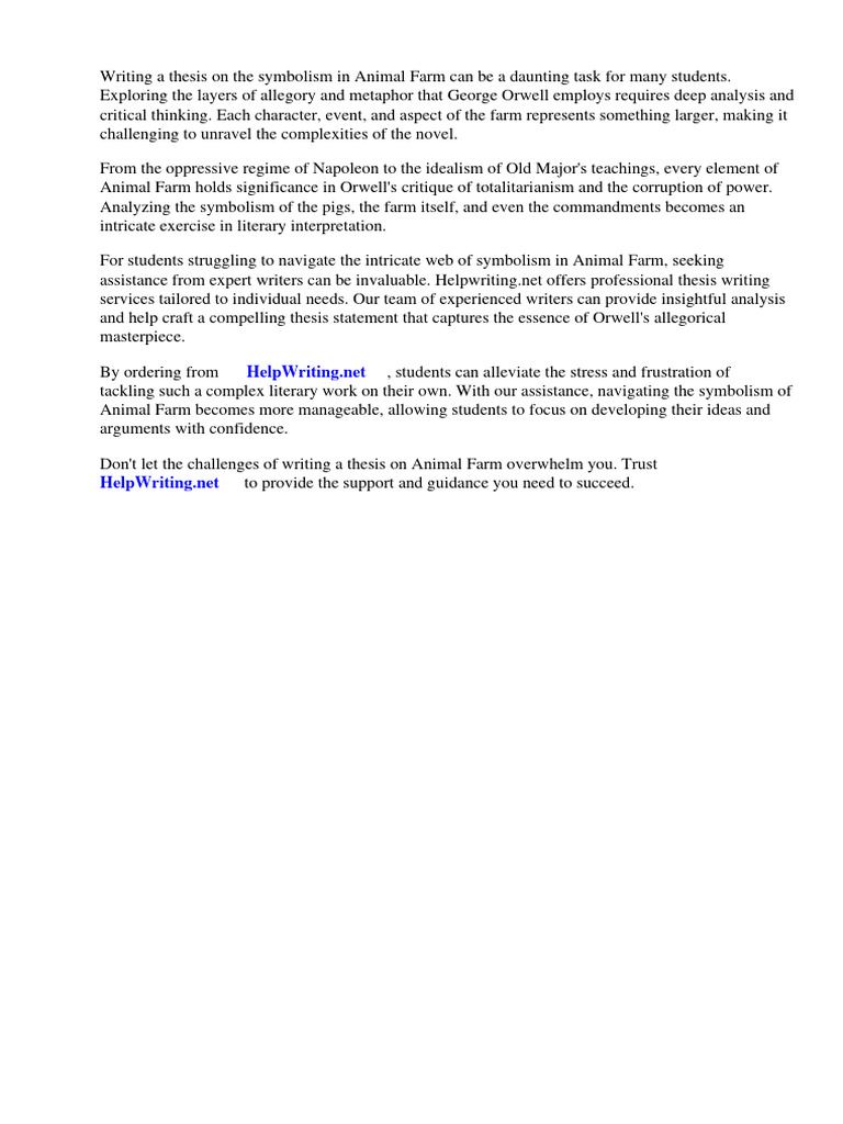 Animal Farm Symbolism Thesis Statement | PDF