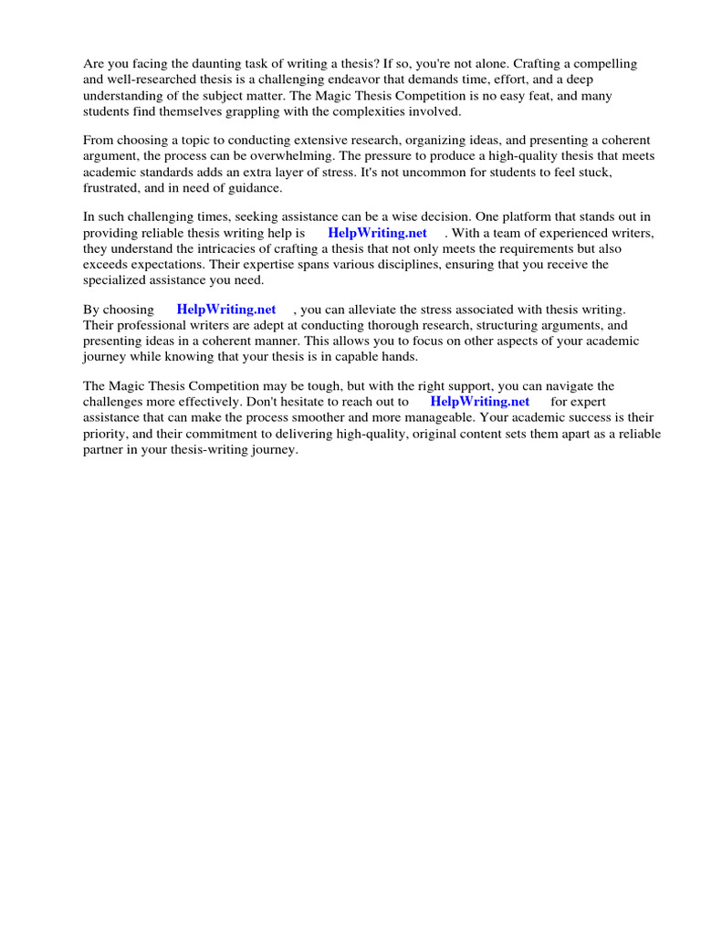 Magic Thesis Competition | PDF | Thesis