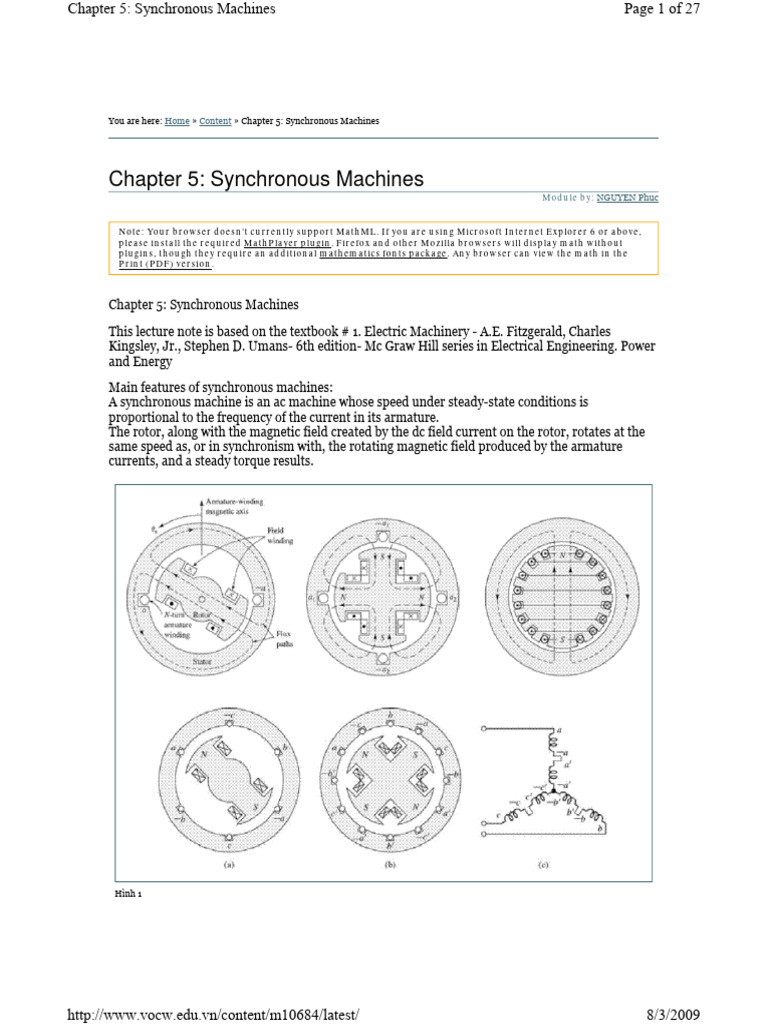 Chapter 5 Synchronous Machines | PDF | Inductance | Electric Generator