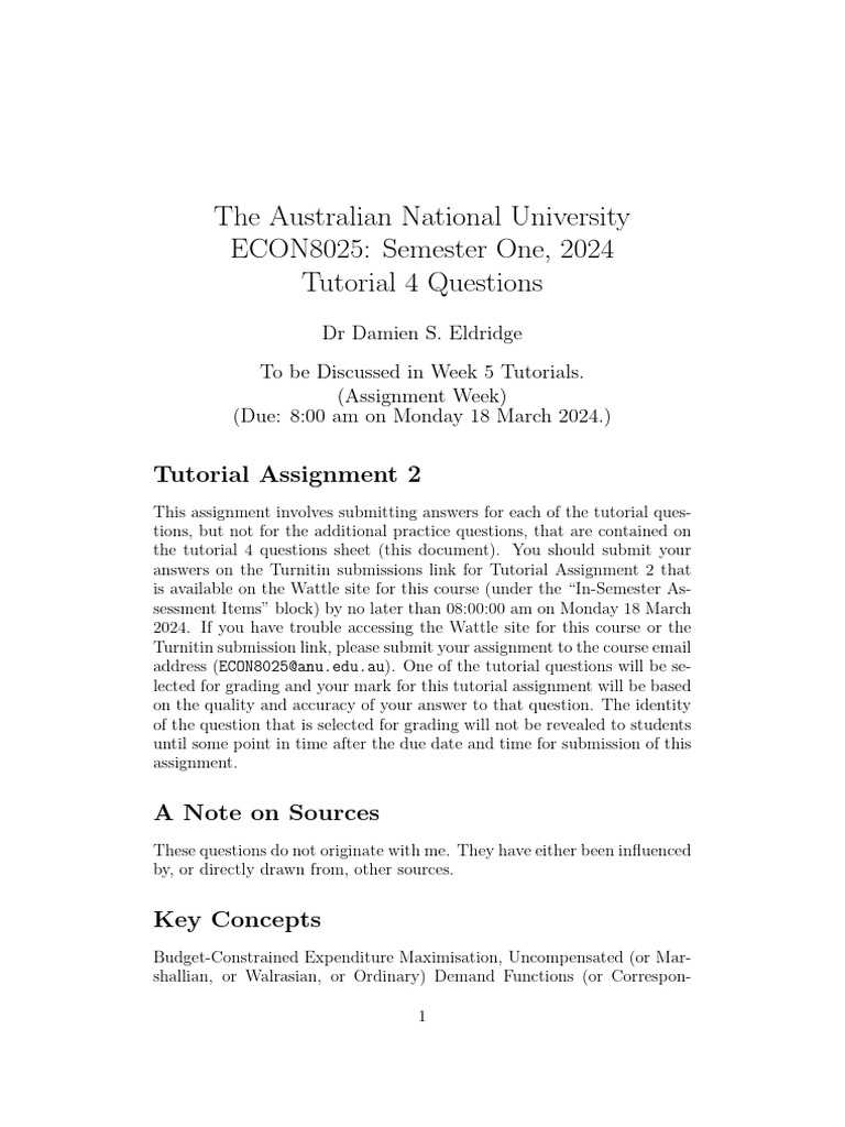 Tutorial 4 Questions | Download Free PDF | Utility | Demand