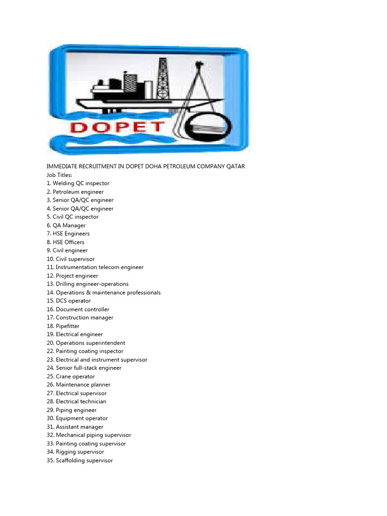 Careers at DOPET: Immediate Openings | PDF