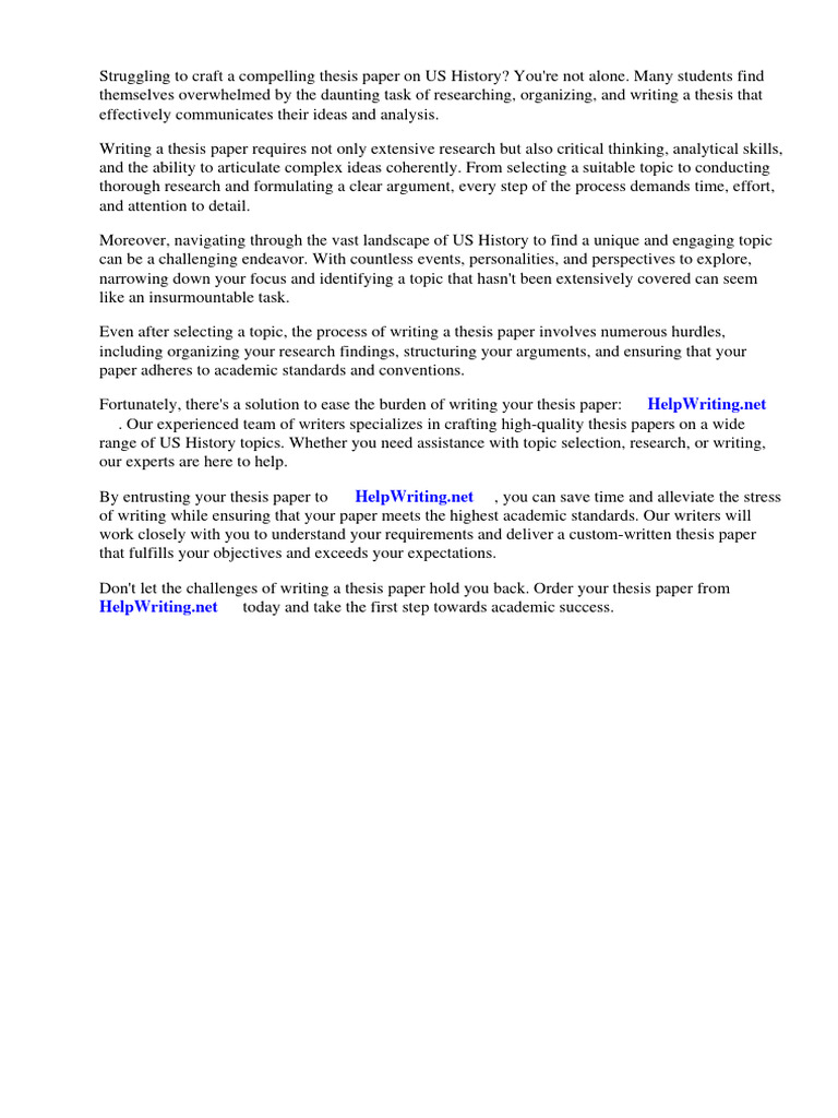 Thesis Paper Topics Us History | PDF | Thesis | Essays