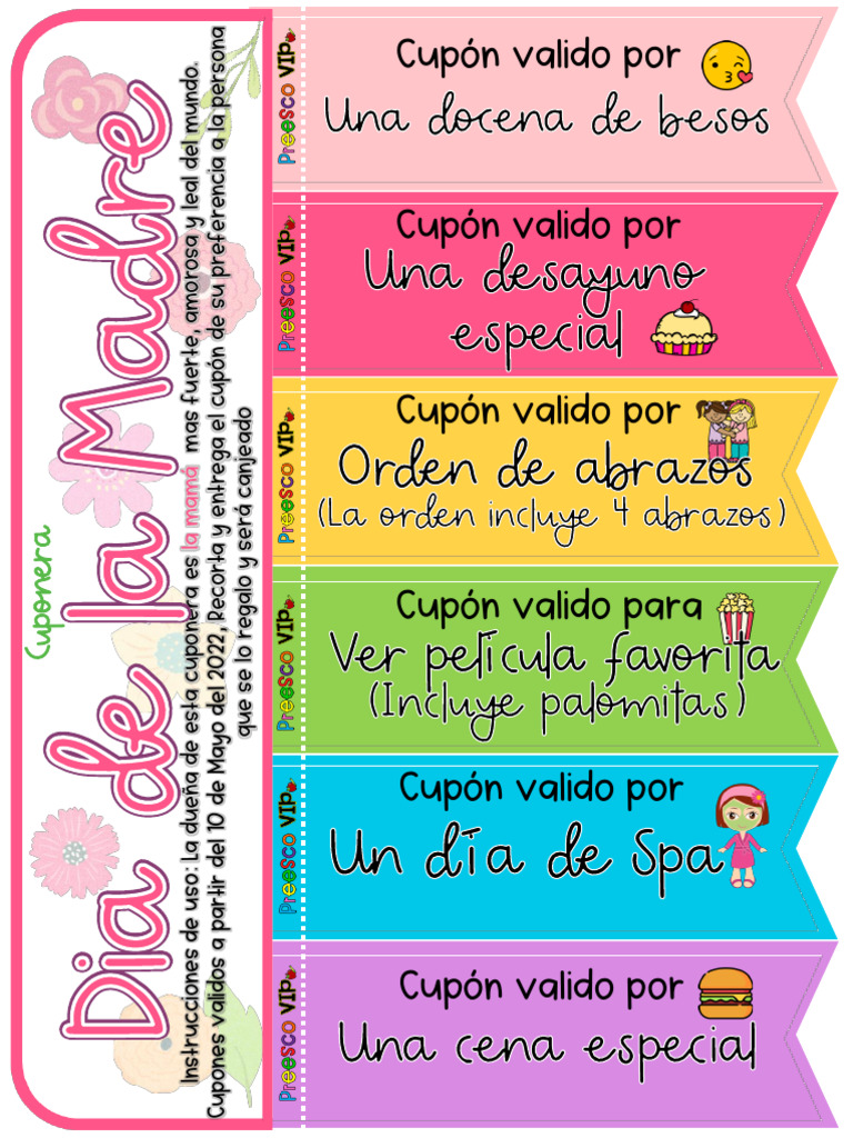 Cuponera Dia De La Madre Cortesia Preesco Vip Pdf