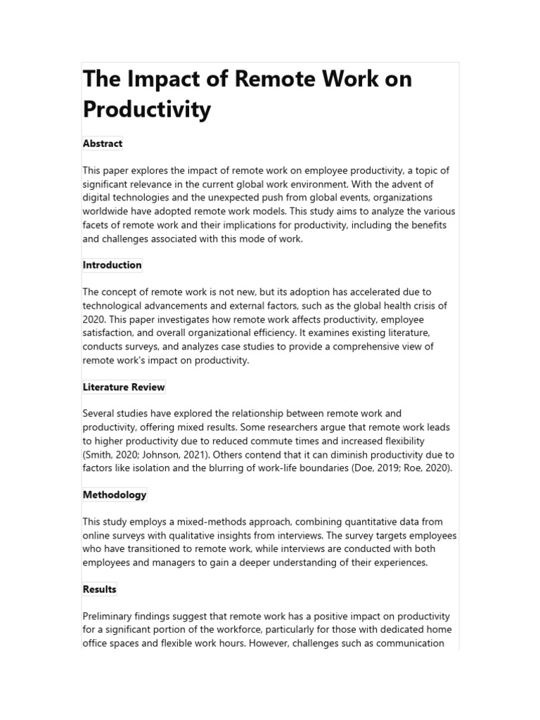 The Impact of Remote Work On Productivity | PDF | Employment | Business