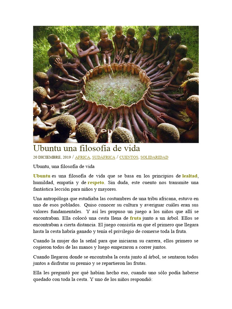 Ubuntu: Filosofía Africana de Solidaridad | PDF