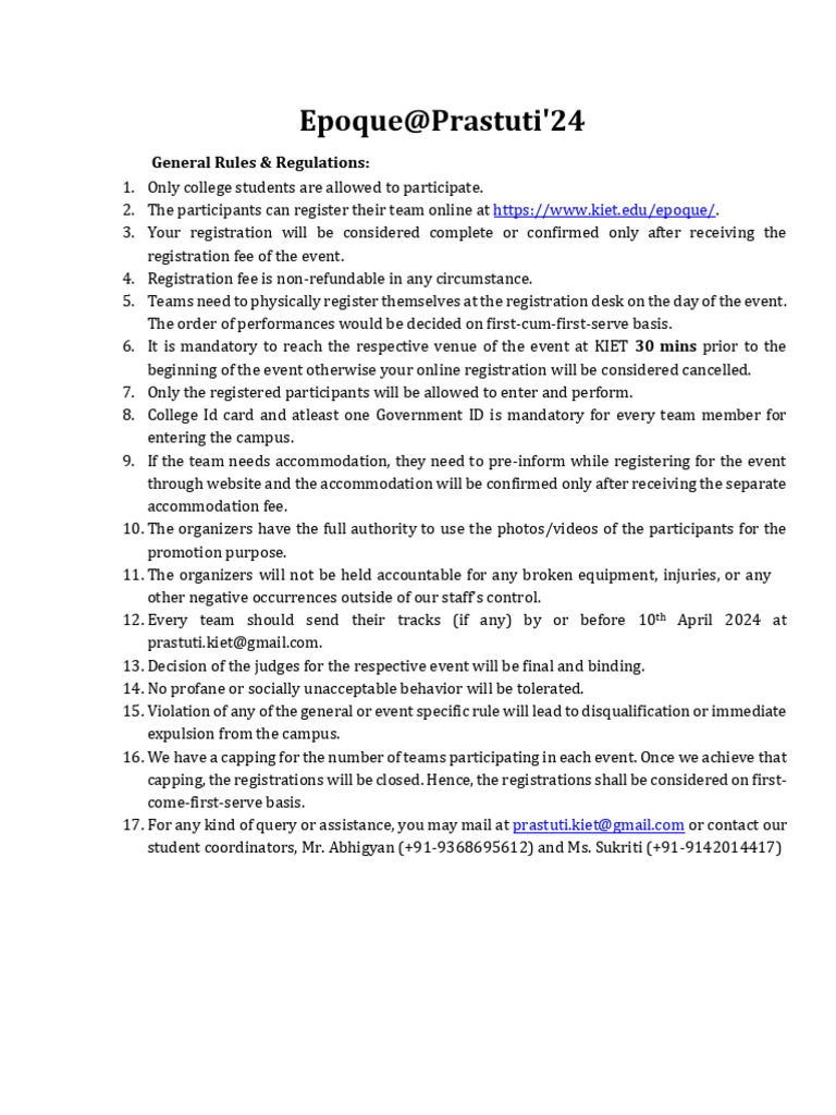Rules & Regulations - Epoque@Prastuti-1 | PDF | Gift Card | School Voucher