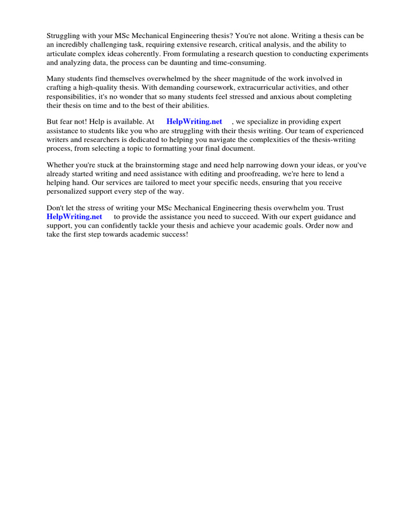 MSC Mechanical Engineering Thesis Topics | PDF | Thesis | Building ...
