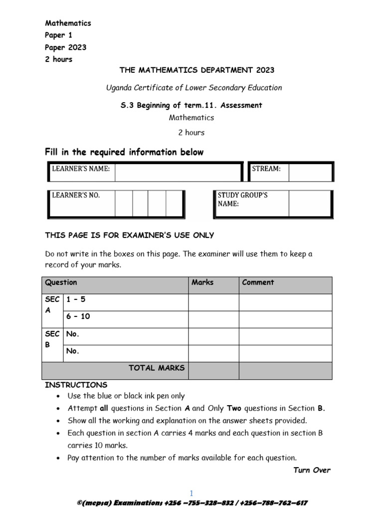 The Mathematics Department 2023 Beging of Term Three | PDF | Cartesian ...