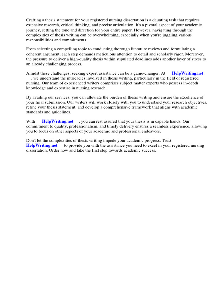 Thesis Statement Registered Nursing | PDF | Nursing | Thesis