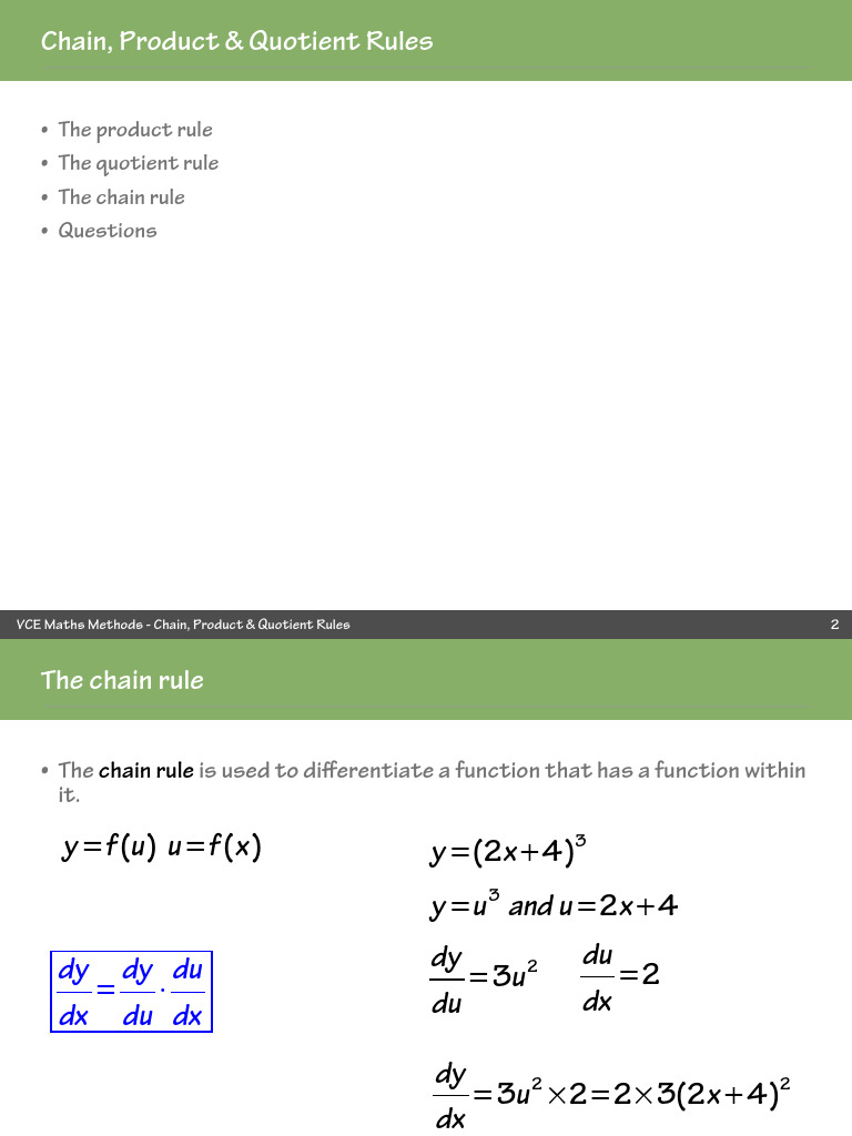 Chain Product Quotient Rules 277qags | PDF | Real Analysis | Logical ...