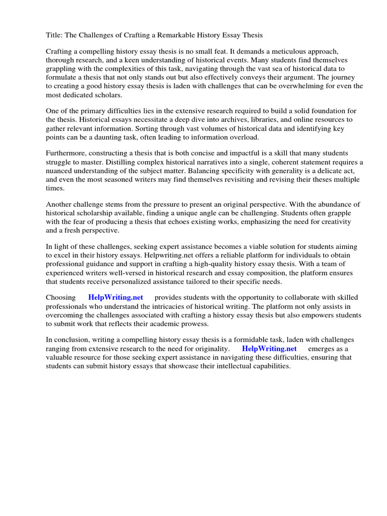 How To Write A Good History Essay Thesis | PDF | Essays | Thesis