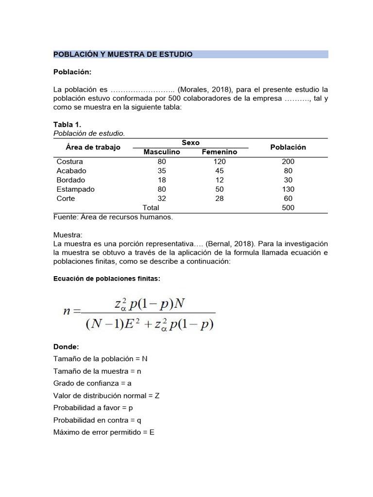 Modelo - Población y Muestra | PDF | Estadísticas