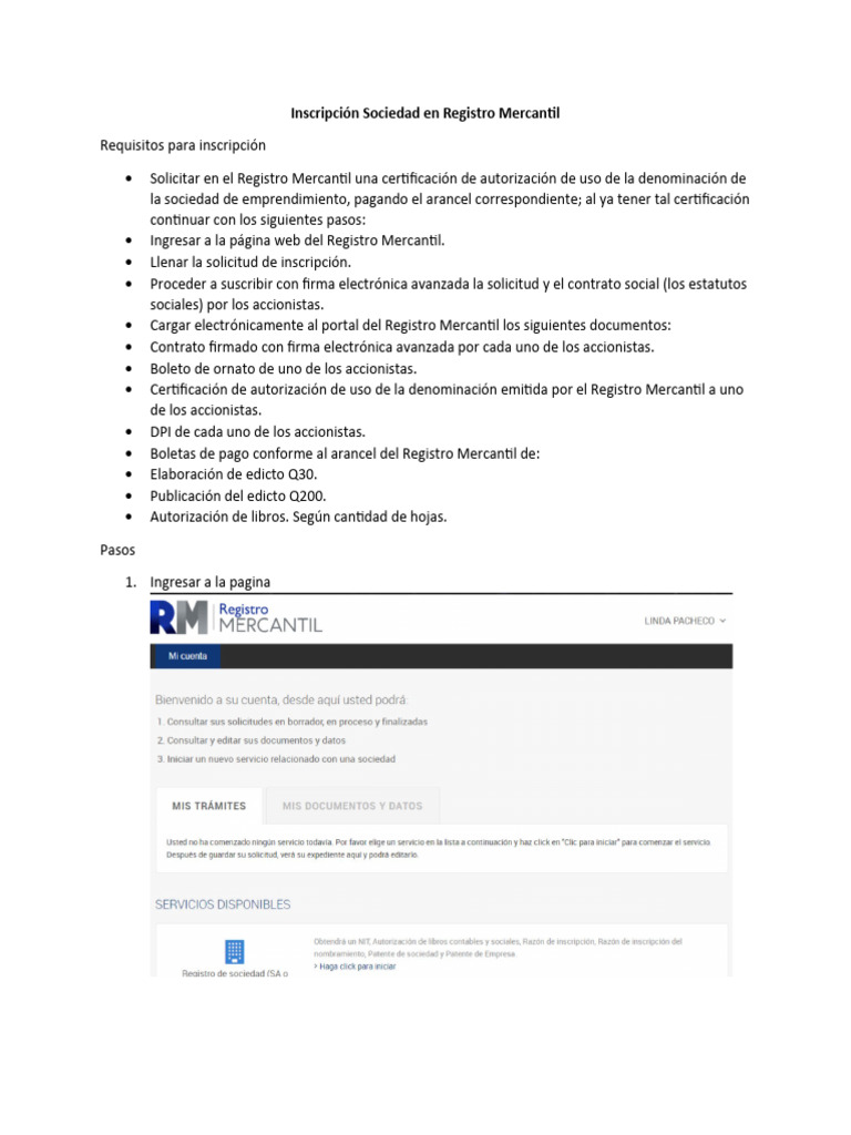 Inscripción Sociedad en Registro Mercantil | PDF