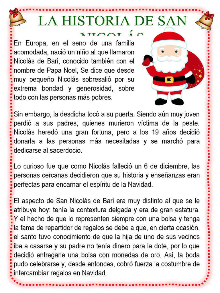 F. Conocemos La Historia de San Nicolás | PDF | Papá Noel