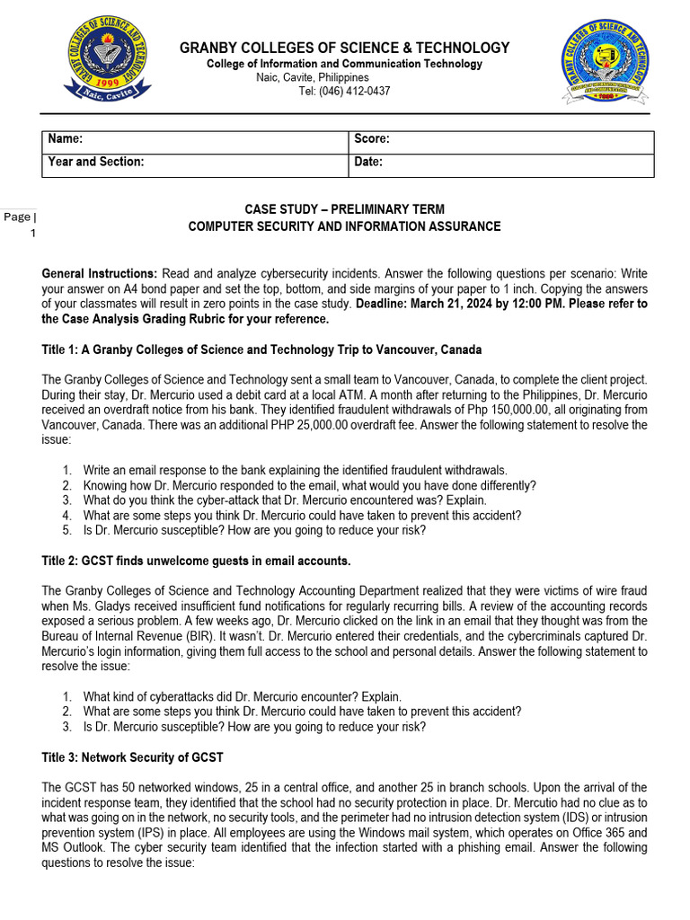 Cybersecurity Case Studies at GCST | PDF | Security | Computer Security