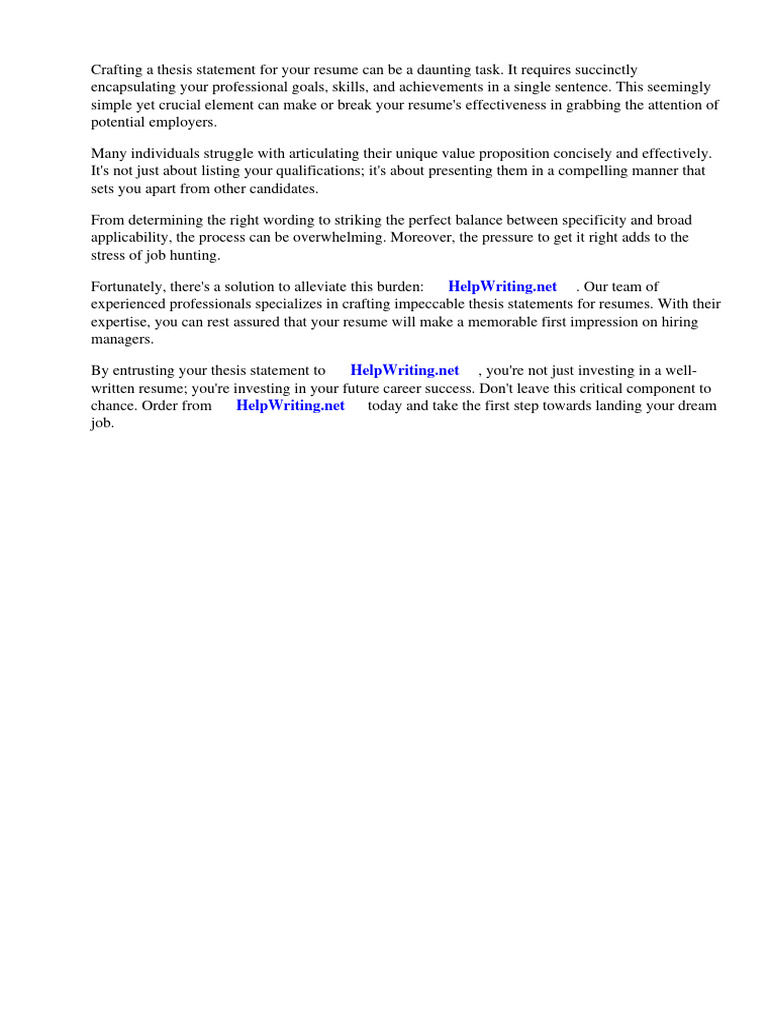 Resume Thesis Statement | PDF | Résumé | Essays
