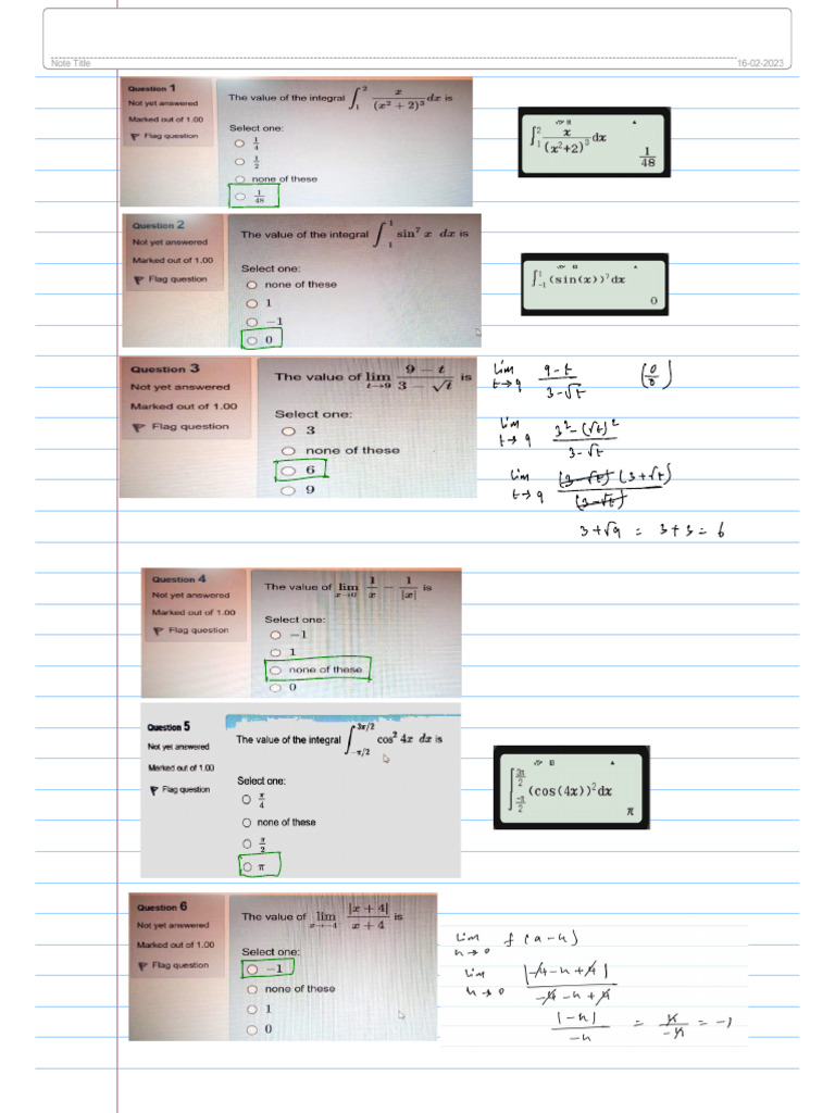 Calculus Quiz Final | PDF