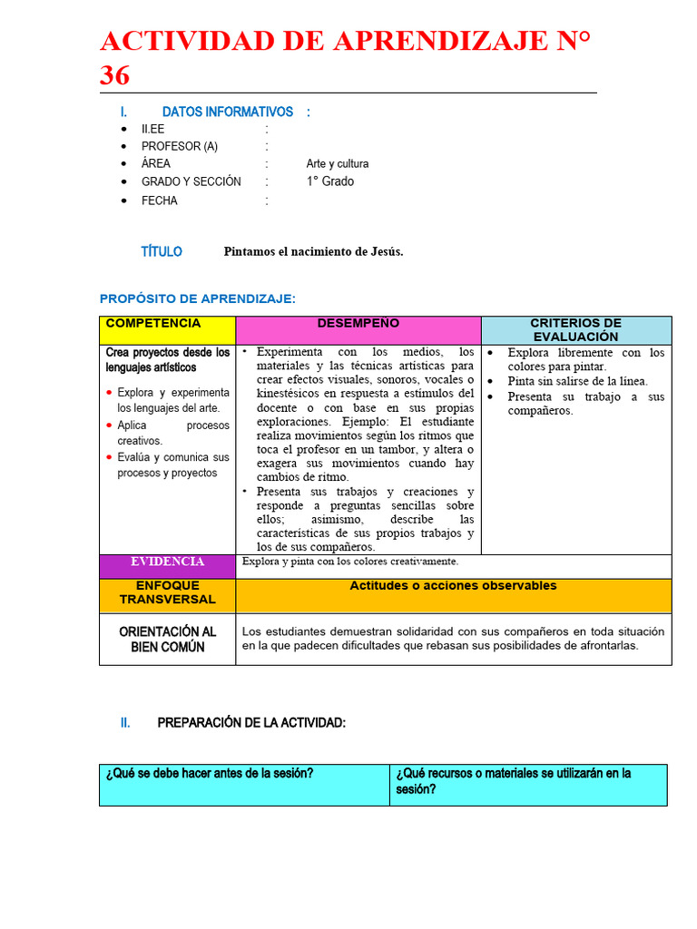 Sesión Pintamos El Nacimiento de Jesús. | PDF | Evaluación | Aprendizaje Sesión Pintamos El Nacimiento de Jesús. | PDF | Evaluación | Aprendizaje