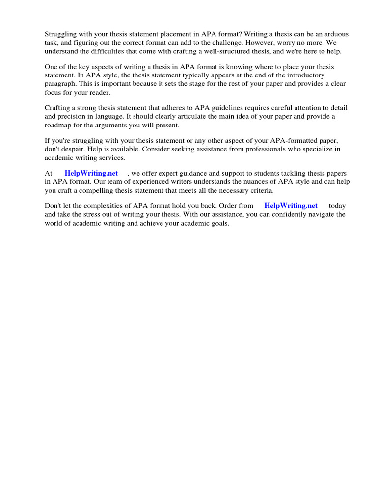 Where Does the Thesis Statement Go in Apa Format | PDF | Essays | Thesis