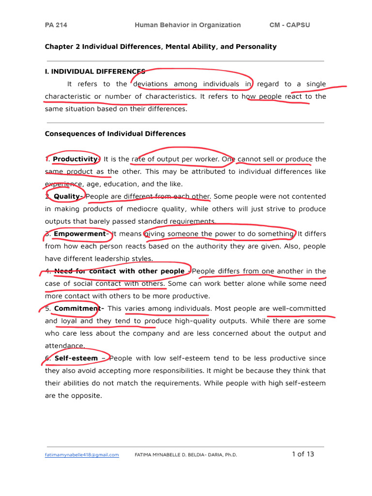 Chapter 2 Individual Difference, Mental Ability, Personality | PDF | Intelligence | Emotional ...