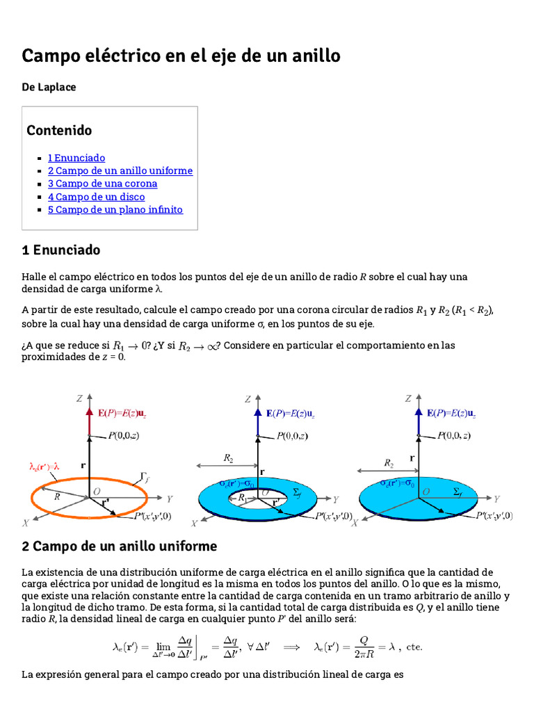 Campo Eléctrico en El Eje de Un Anillo | PDF | Ciencias fisicas | Física