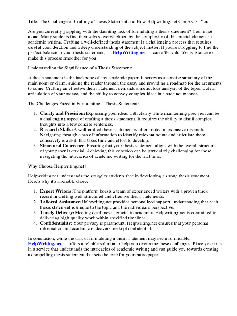 Crafting Thesis Statements: Helpwriting.net | PDF | Essays | Thesis
