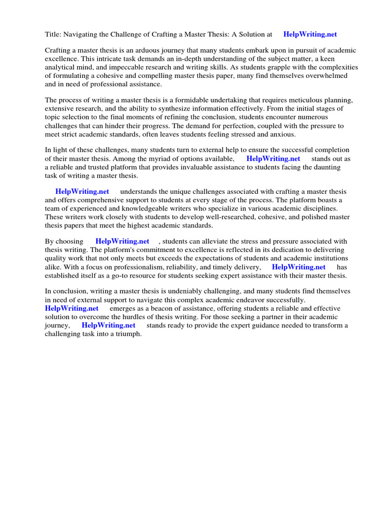 Example of A Master Thesis Paper | Download Free PDF | Thesis