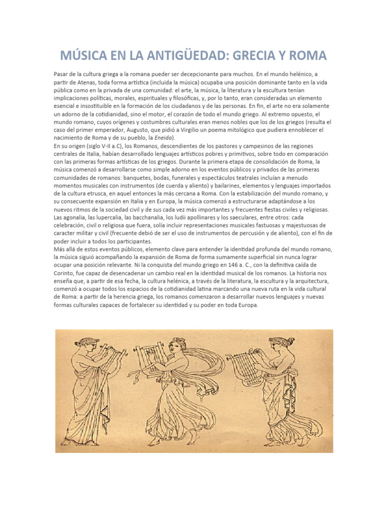 Música en Grecia y Roma Antigua | PDF | imperio Romano | Antigua Grecia