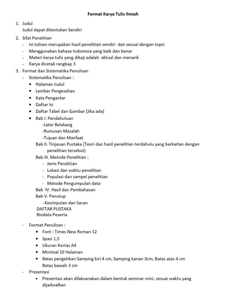 Format Karya Tulis Ilmiah Tahun 2023 | PDF