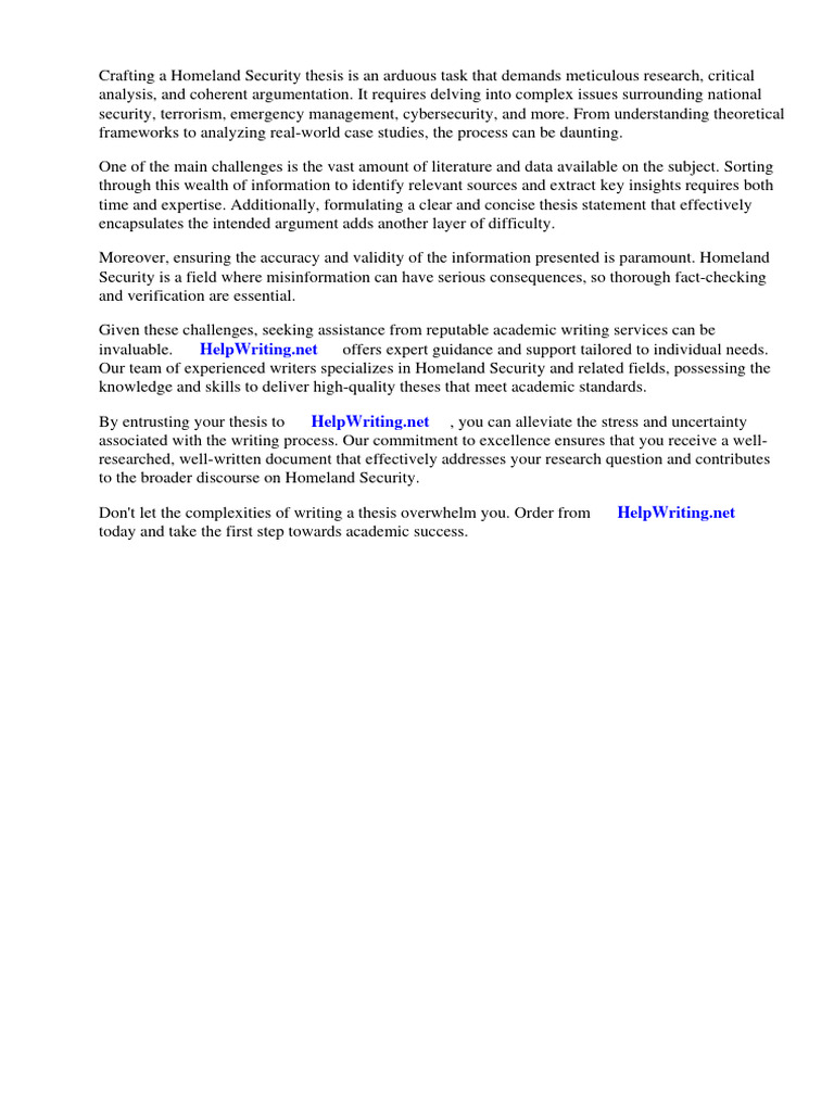 Homeland Security Thesis Statement | PDF | United States Department Of ...