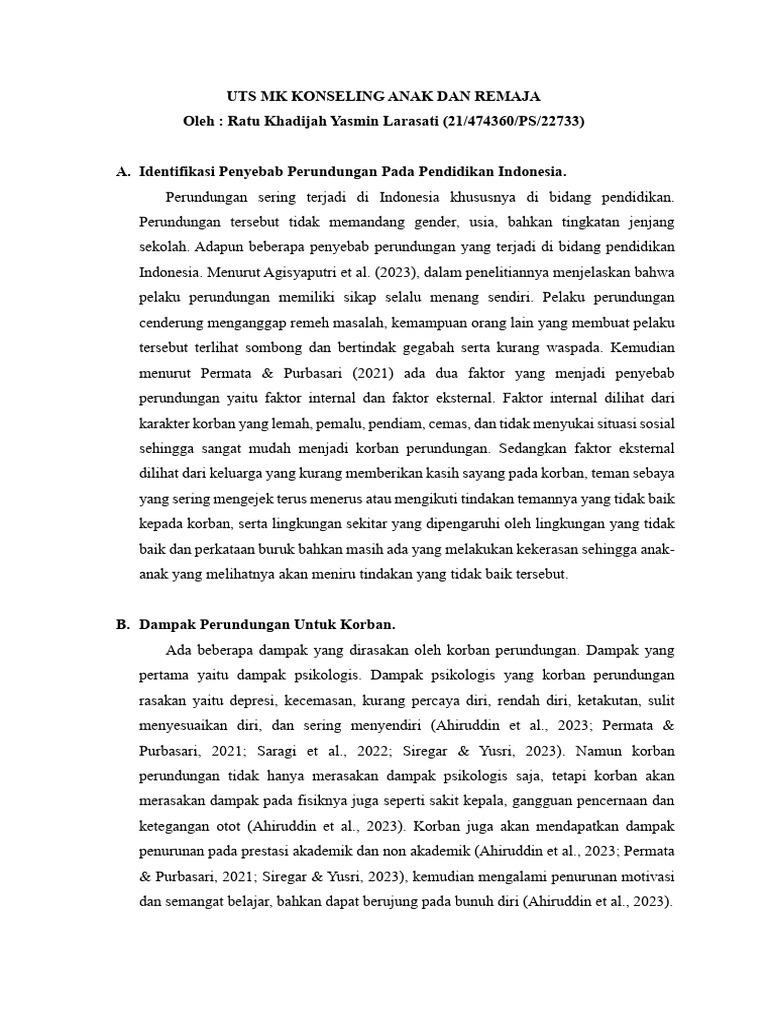 UTS - 474360 - Ratu Khadijah Yasmin Larasati | PDF | Karier & Perkembangan | Pengembangan Diri