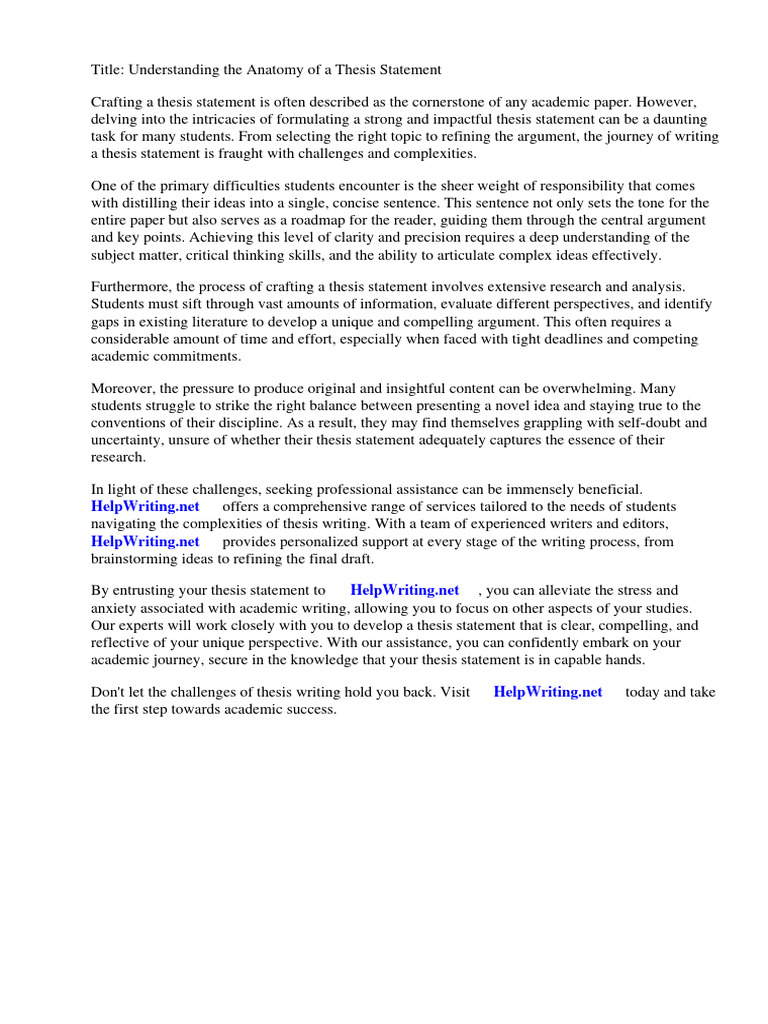 Thesis Statement Anatomy | PDF | Essays | Thesis
