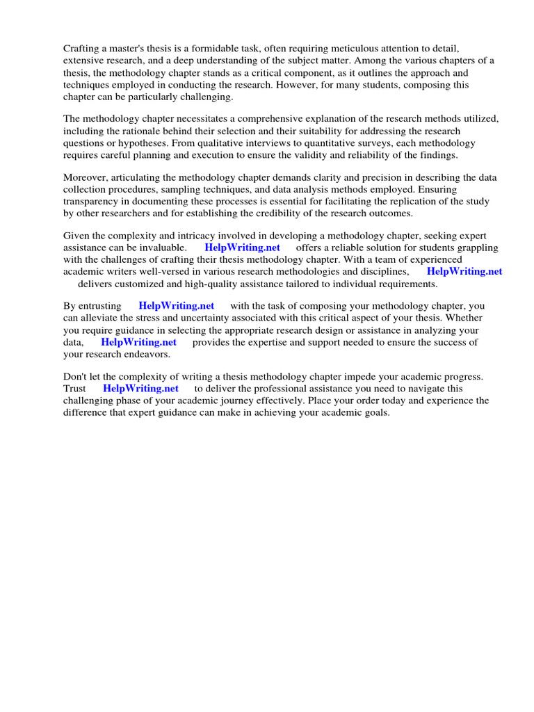 Ma Thesis Methodology Chapter | PDF | Methodology | Thesis