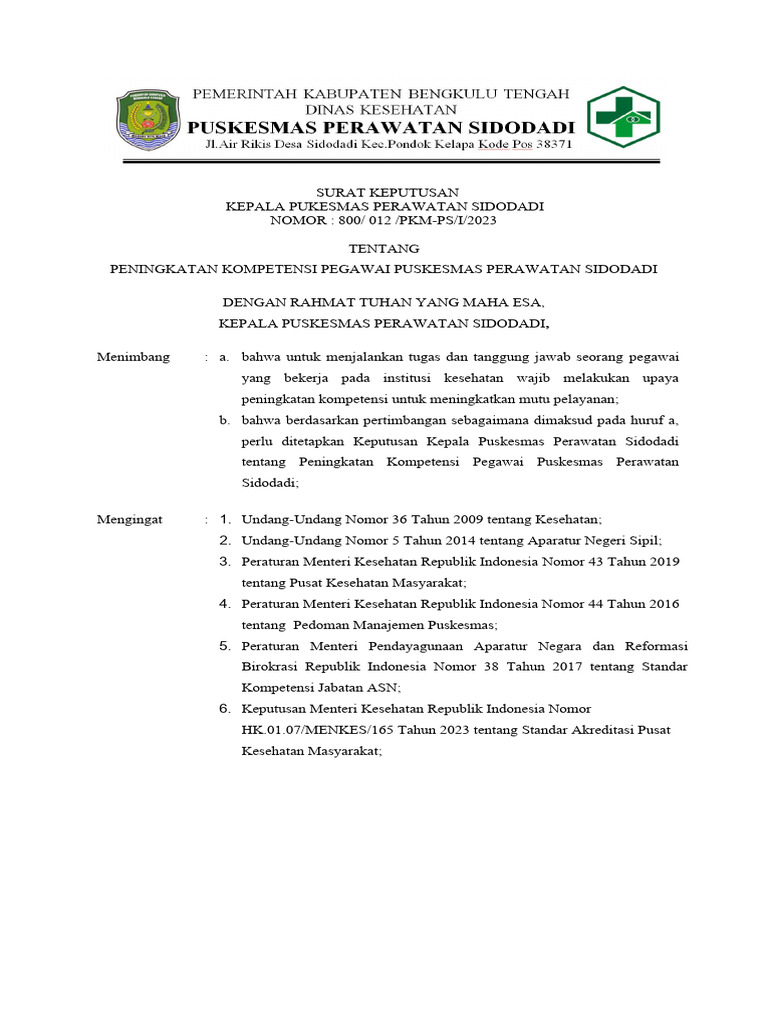 1.3.3 B SK Peningkatan Kompetensi Pegawai | PDF | Bisnis