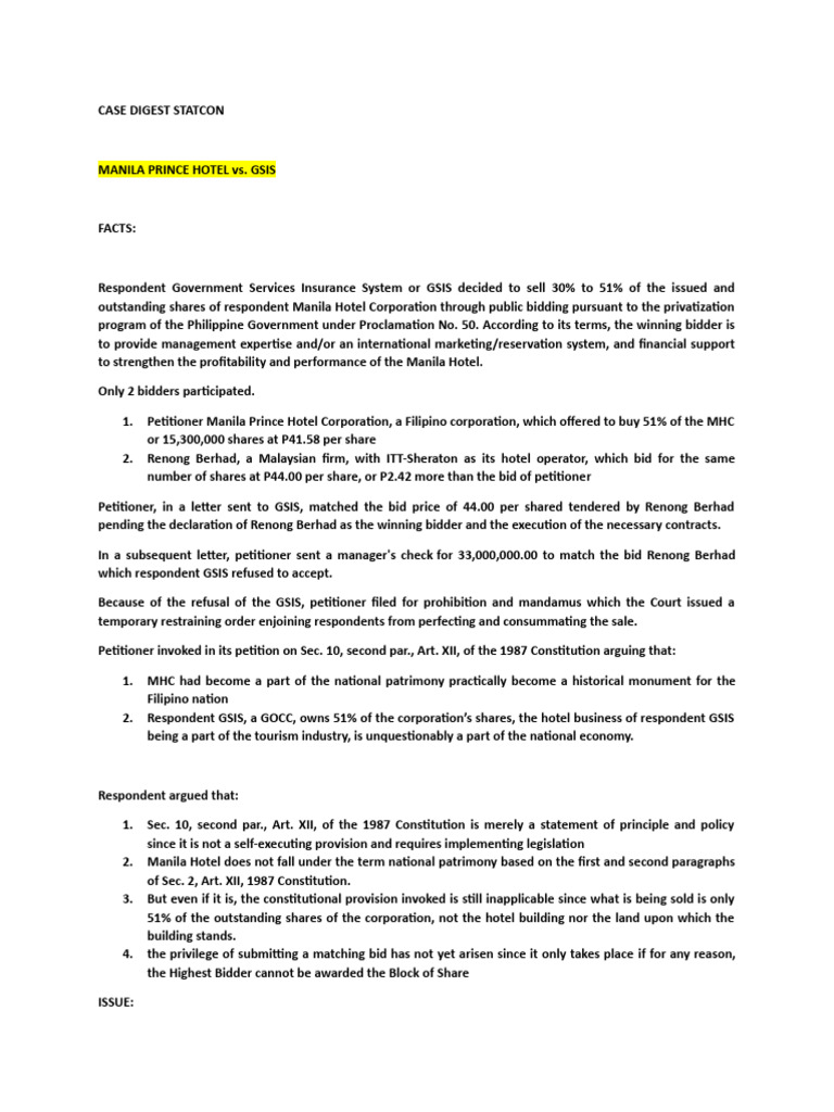 Case Digest Statcon | PDF | Constitution | Impeachment