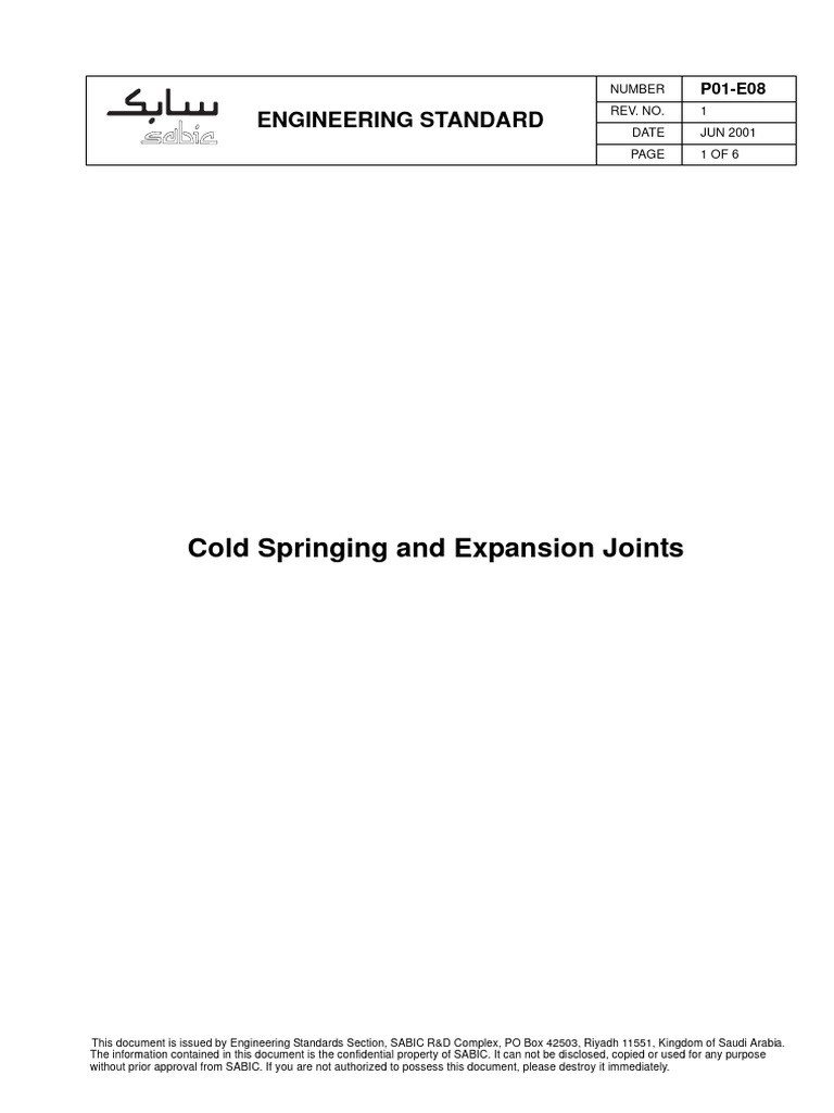 Cold Spring & Expansion Joints Guide | PDF | Pipe (Fluid Conveyance ...