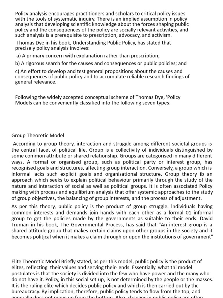 Models of Public Policy.pptx (1) | PDF | Policy | Game Theory