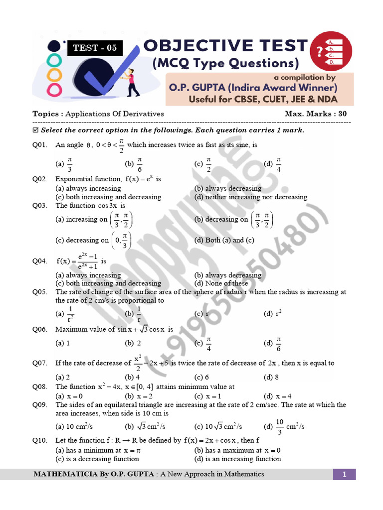 Aod MCQ | PDF | Mathematical Analysis | Mathematics