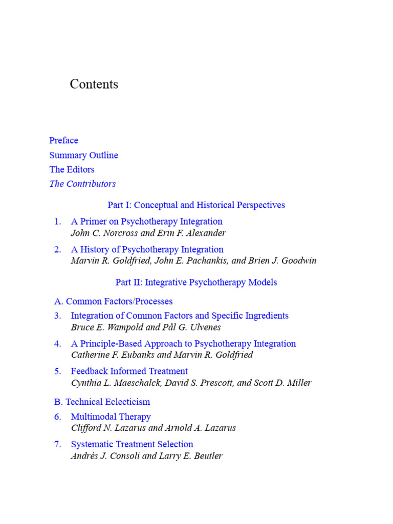Handbook of Psychotherapy Integration Cap 1 | PDF | Psychotherapy ...