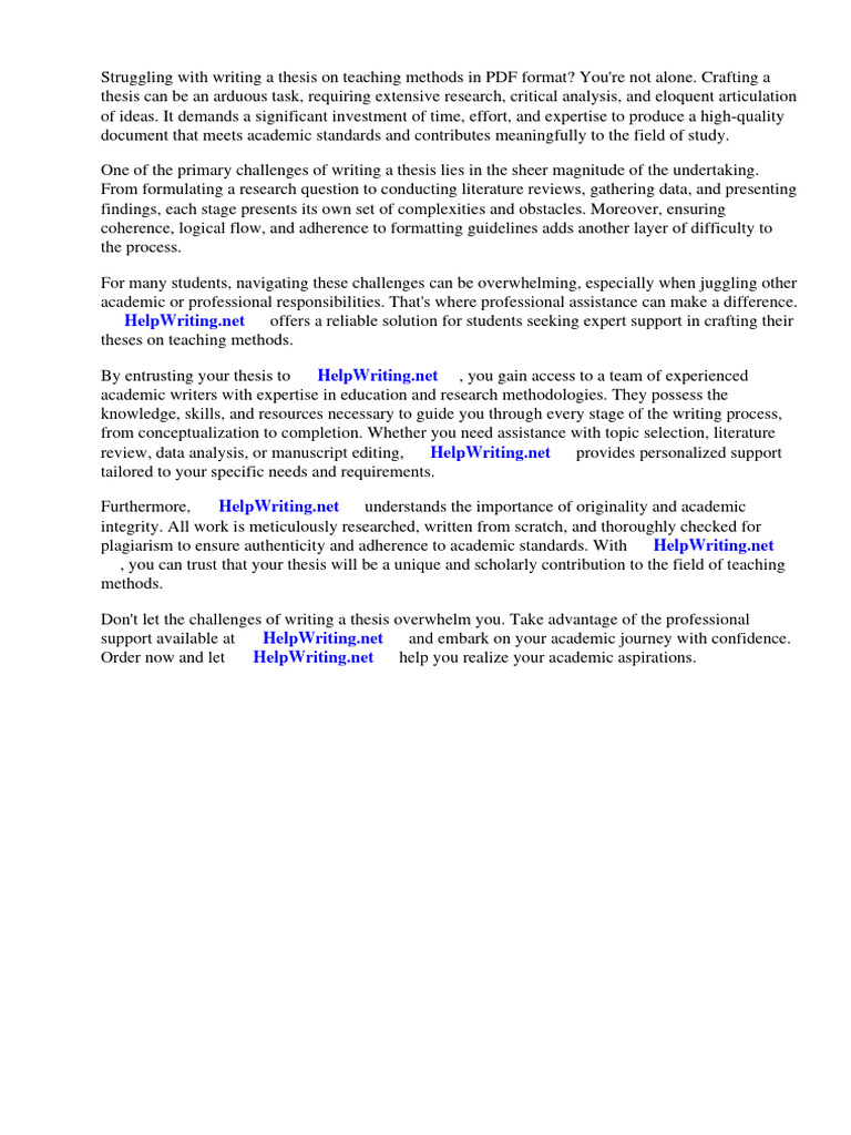 Thesis On Teaching Methods PDF | PDF | Thesis | Learning