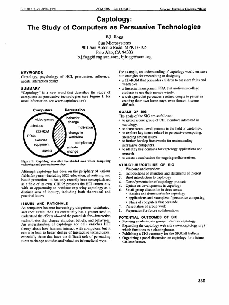 Fogg - Captology | PDF | Human–Computer Interaction | Attitude (Psychology)