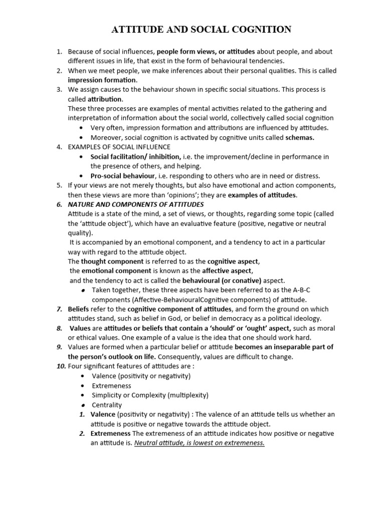 Attiude &cognition SN | PDF | Prejudices | Attitude (Psychology)