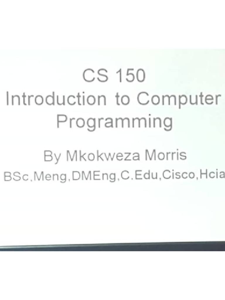 CS 150 Lecture 1 - Programming | PDF