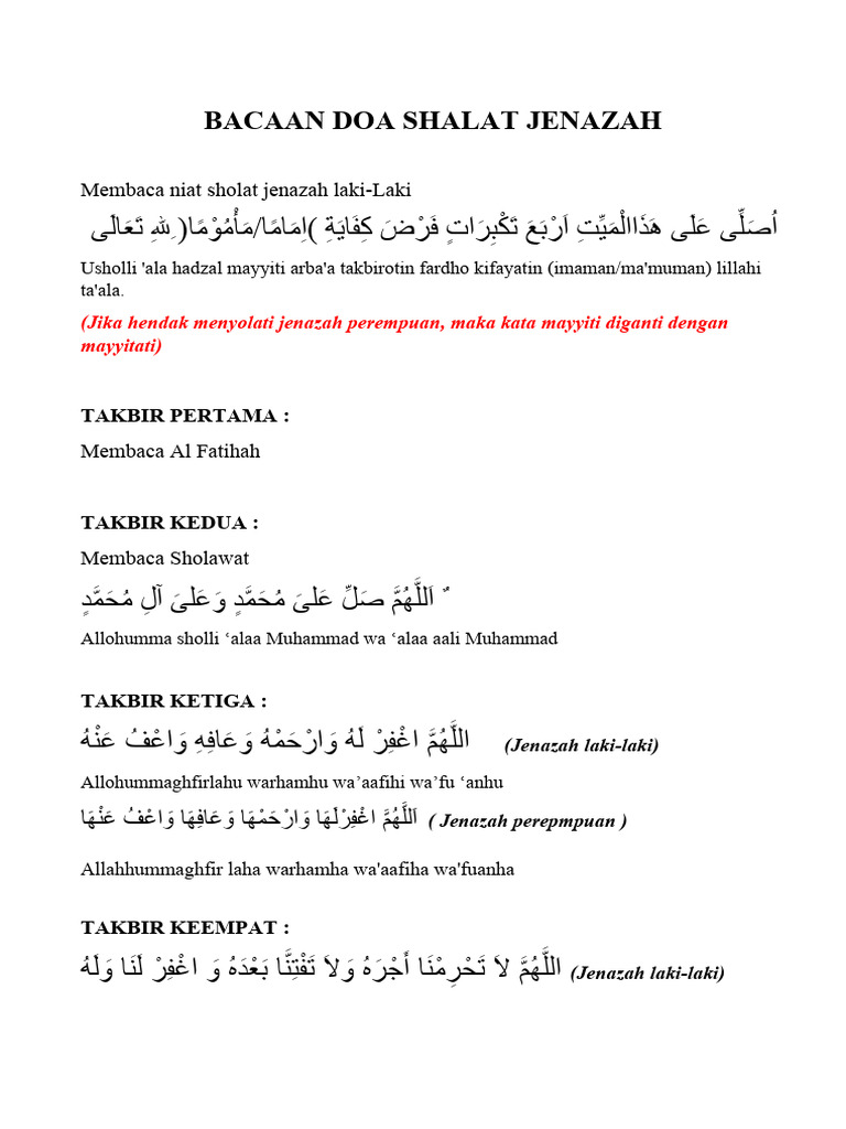 Bacaan Doa Shalat Jenazah | PDF