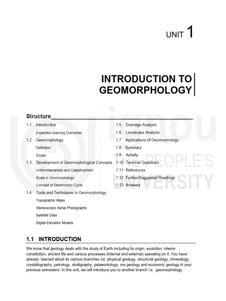 Unit 1 | Download Free PDF | Geomorphology | Geology