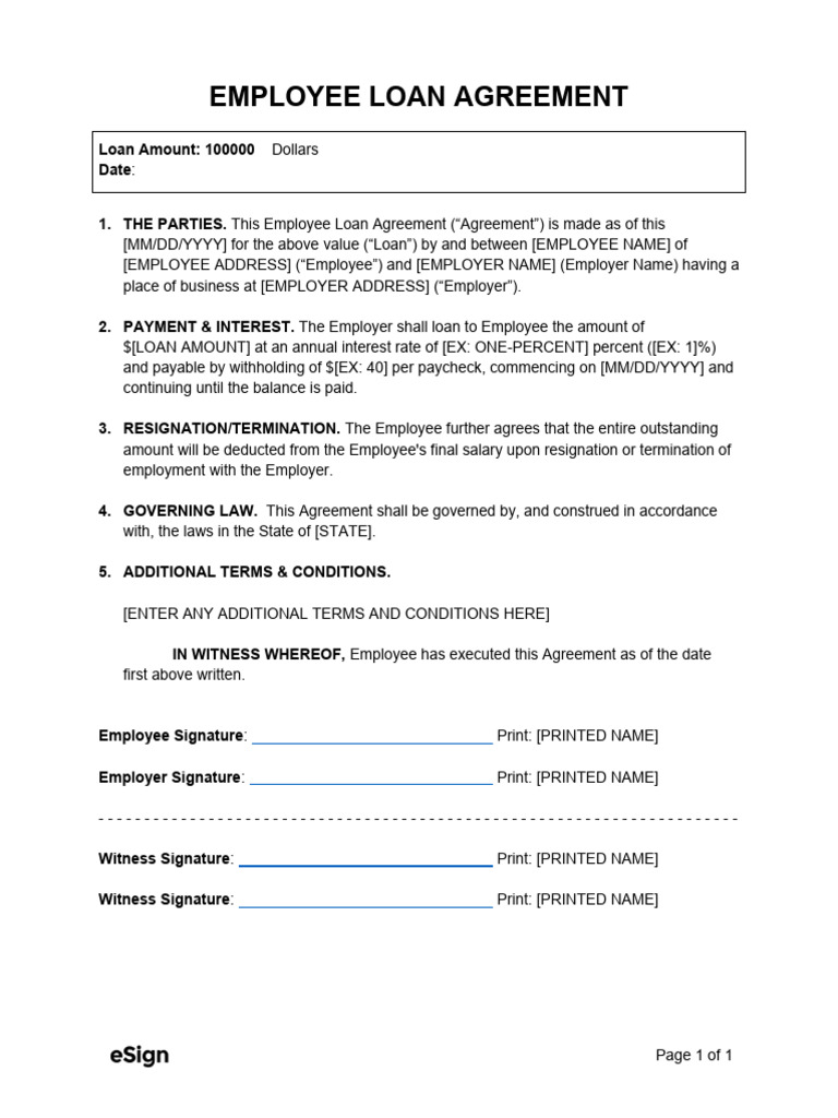 Employee Loan Agreement Template | PDF | Finance & Money Management