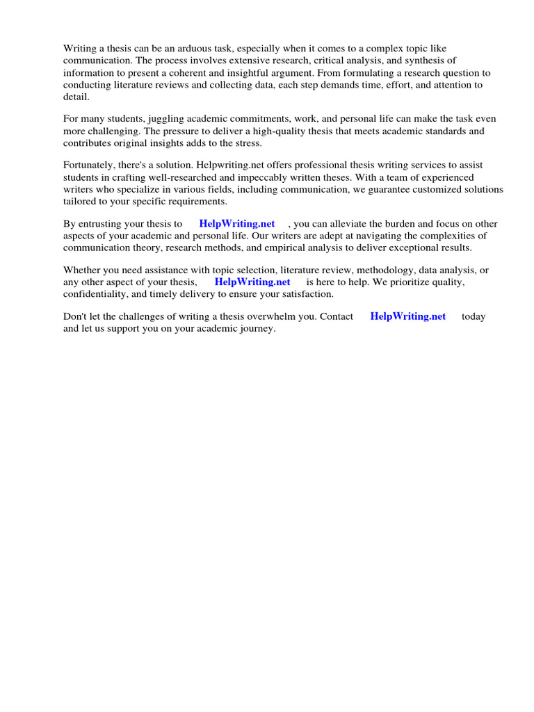 Communication Thesis PDF | PDF | Communication | Thesis
