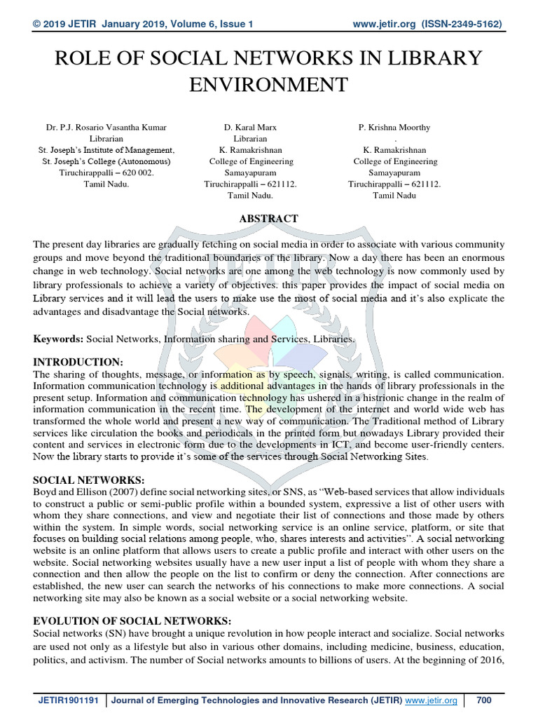 JETIR1901191 | PDF | Social Networking Service | Social Media